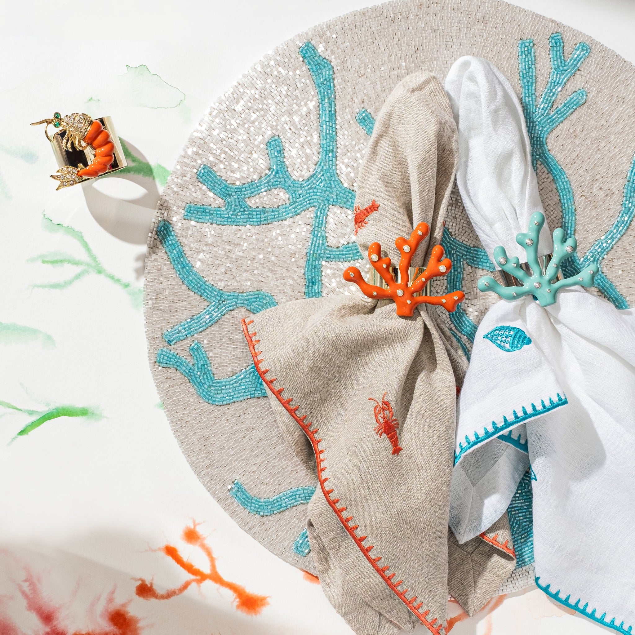 Shrimp Napkin Rings - Set of Two | Coral Nautical Napkin Rings – Joanna ...