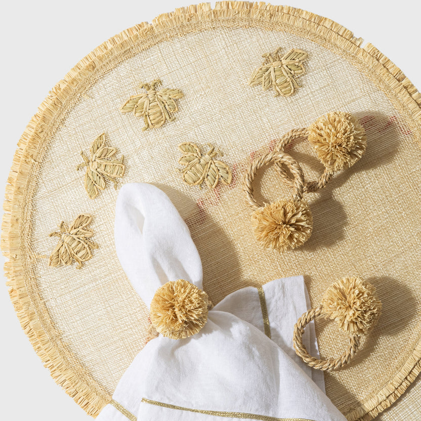 Straw Bee Placemat, Set of Four | Decorative Straw Placemats – Joanna ...