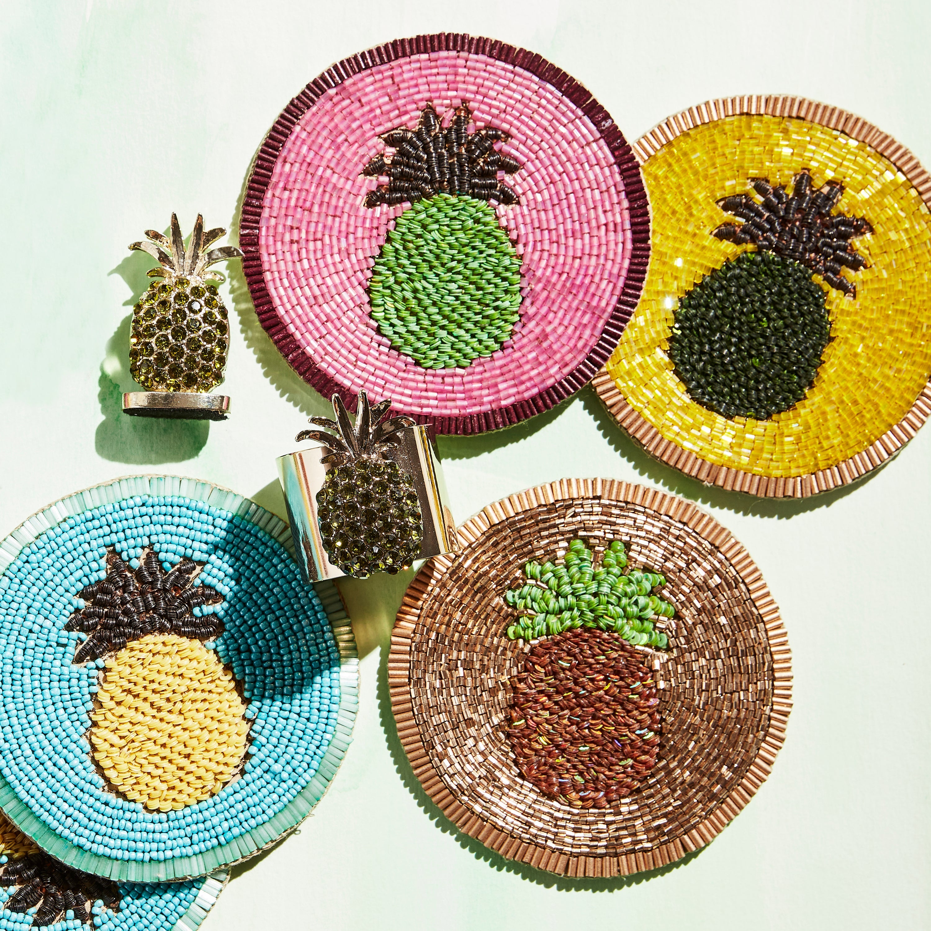 Pineapple Coasters, Multicolored [Set of 4] | Best Beaded Coasters ...