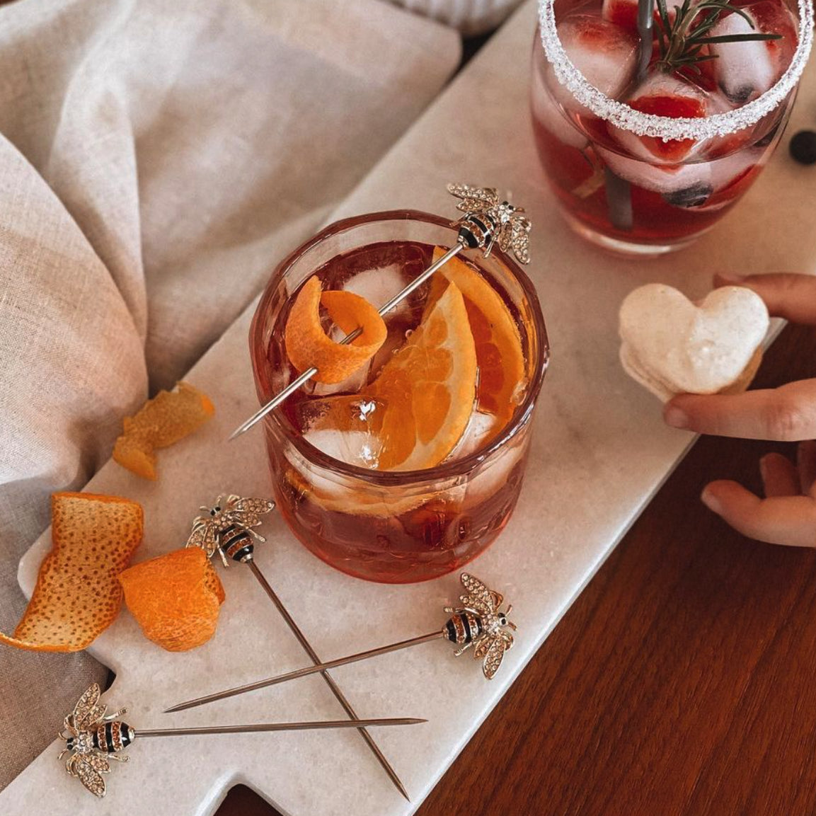 Stripey Bee Cocktail Picks | Whimsical Barware | Chic Cocktail Picks ...